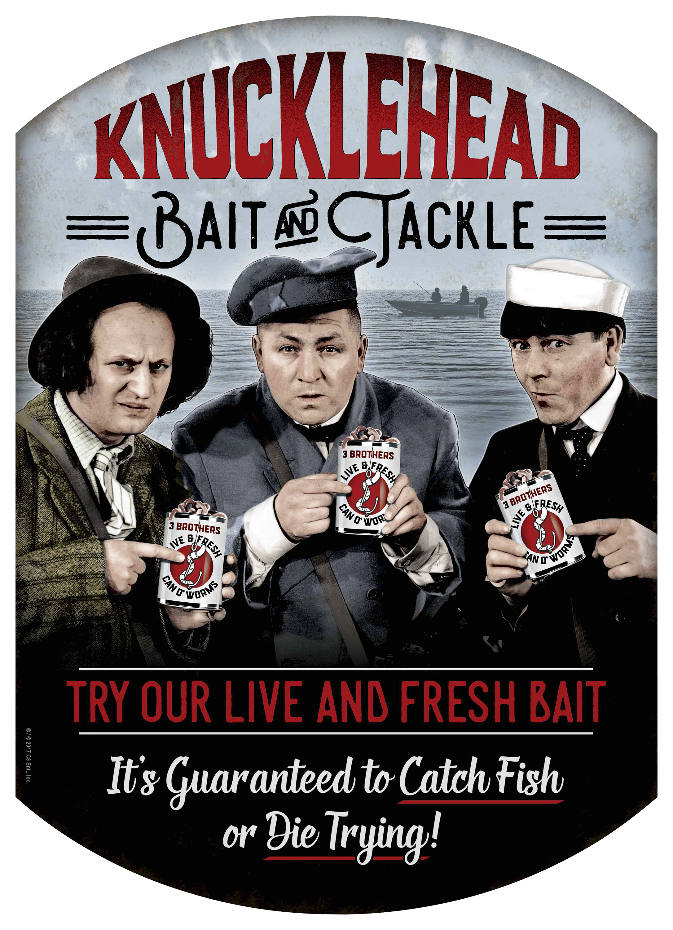 Open Road Brands Knucklehead Bait and Tackle Die-Cut Embossed Tin Sign ...